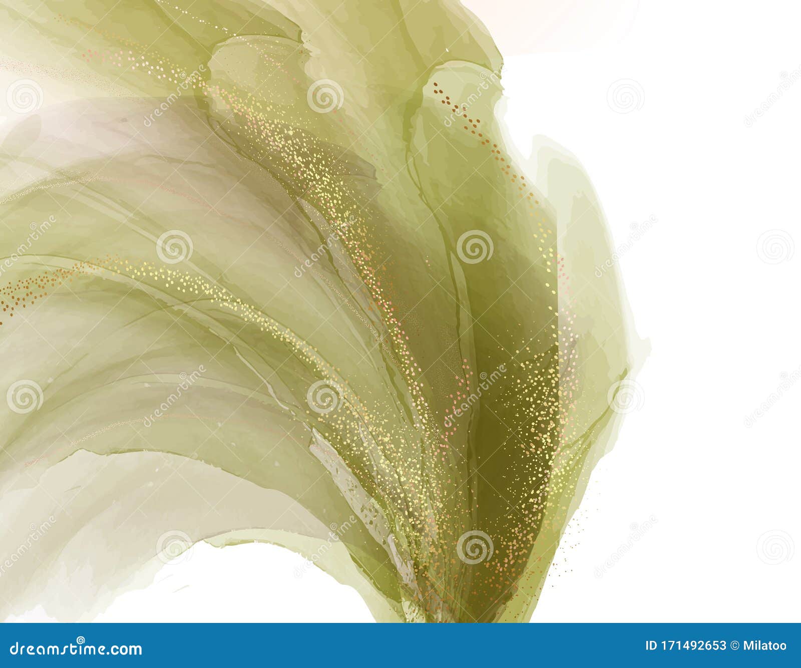 Contrast Green Rustic Watercolor Flow. Natural Watercolor Swirl Pattern ...