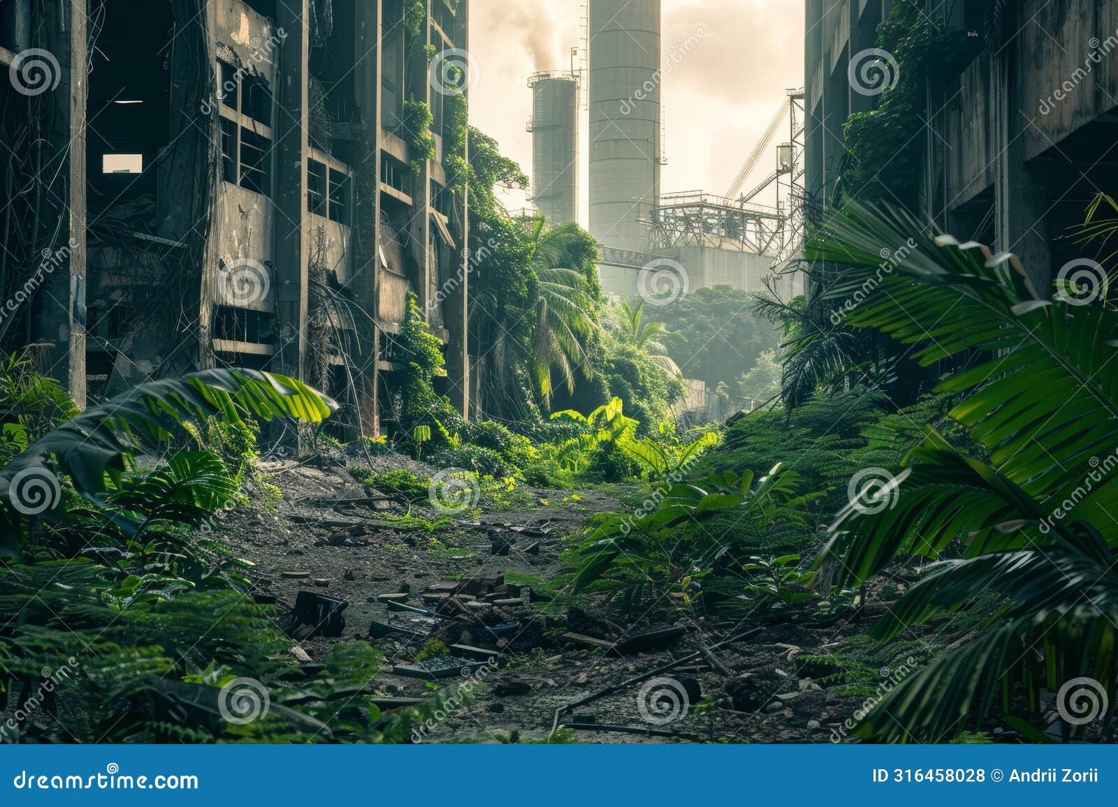 Contrast of Greenery and Industrial Waste Devastation Stock ...