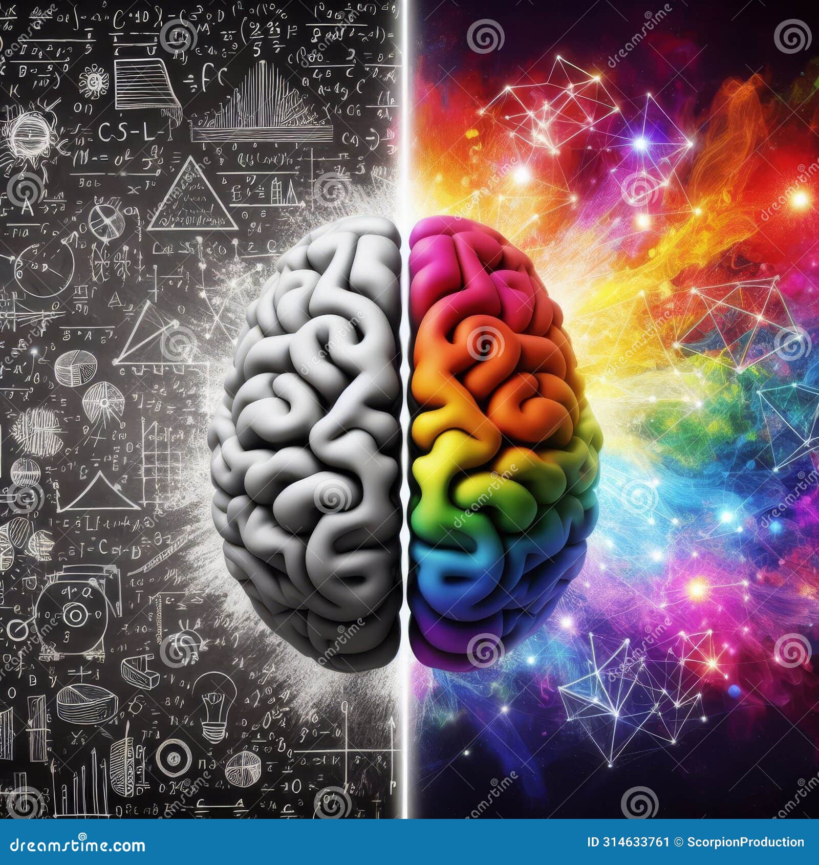 Contrast of Logic and Creativity Brain Concept Stock Image - Image of ...