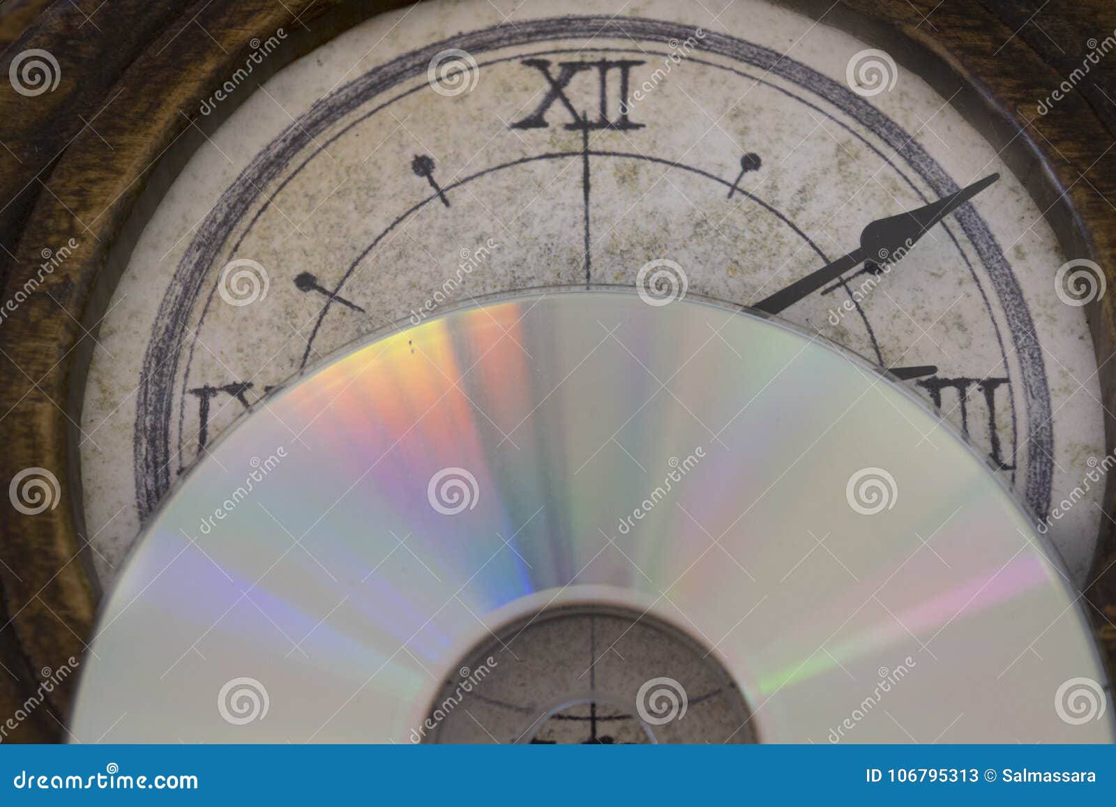 Graphic Plays with an Old Clock and a Dvd Stock Image - Image of ...