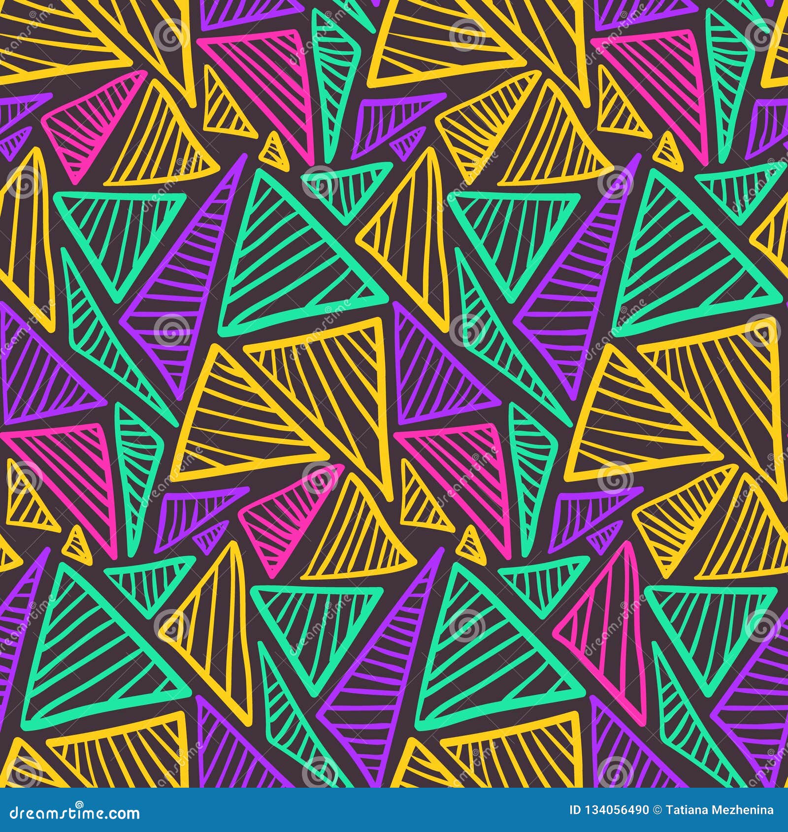 Contrast Seamless Pattern with Colorful Triangles Stock Illustration ...