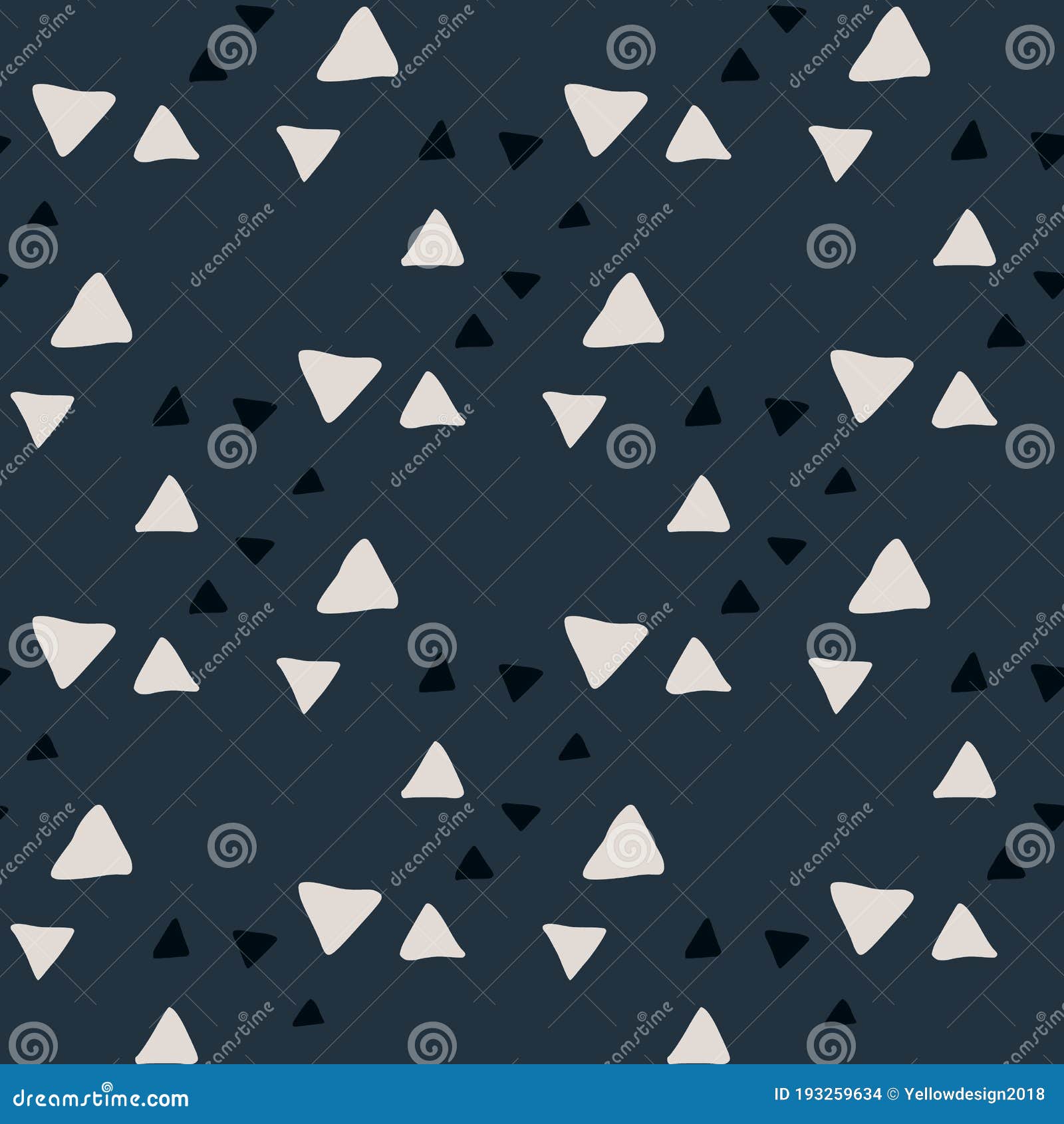 Contrast Seamless Pattern with Doodle Triangle Silhouettes. Dark ...