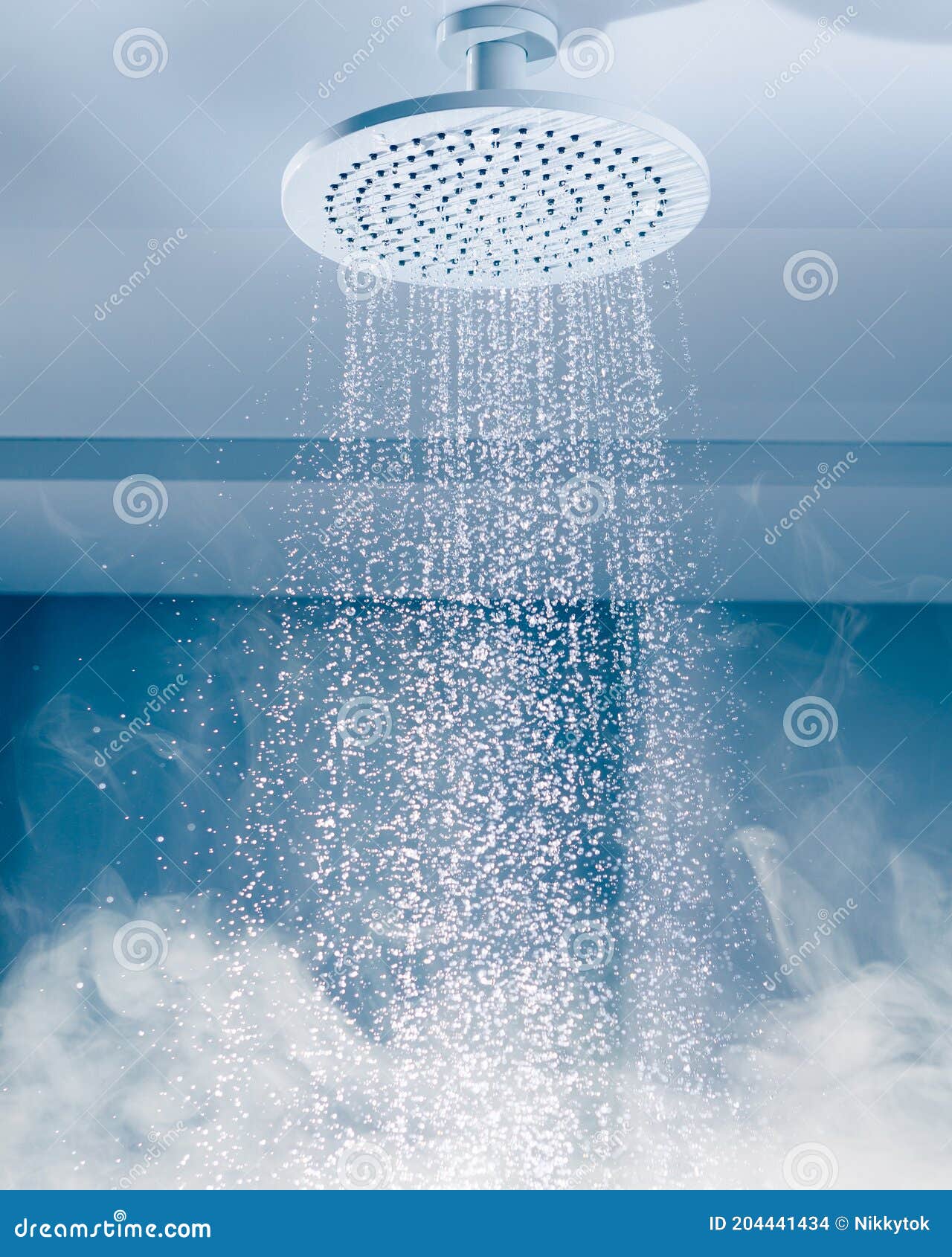 Contrast Shower with Flowing Water Stream and Steam Stock Photo - Image ...