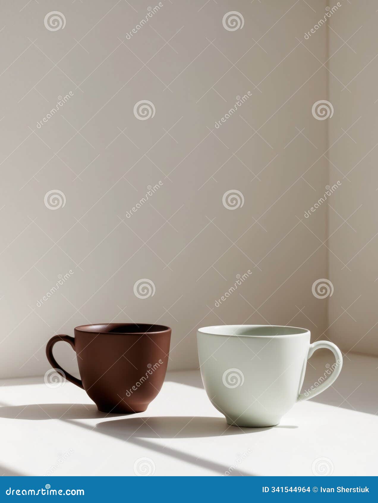 Contrast of Sizes in Coffee and Tea Cups. Stock Photo - Image of cups ...