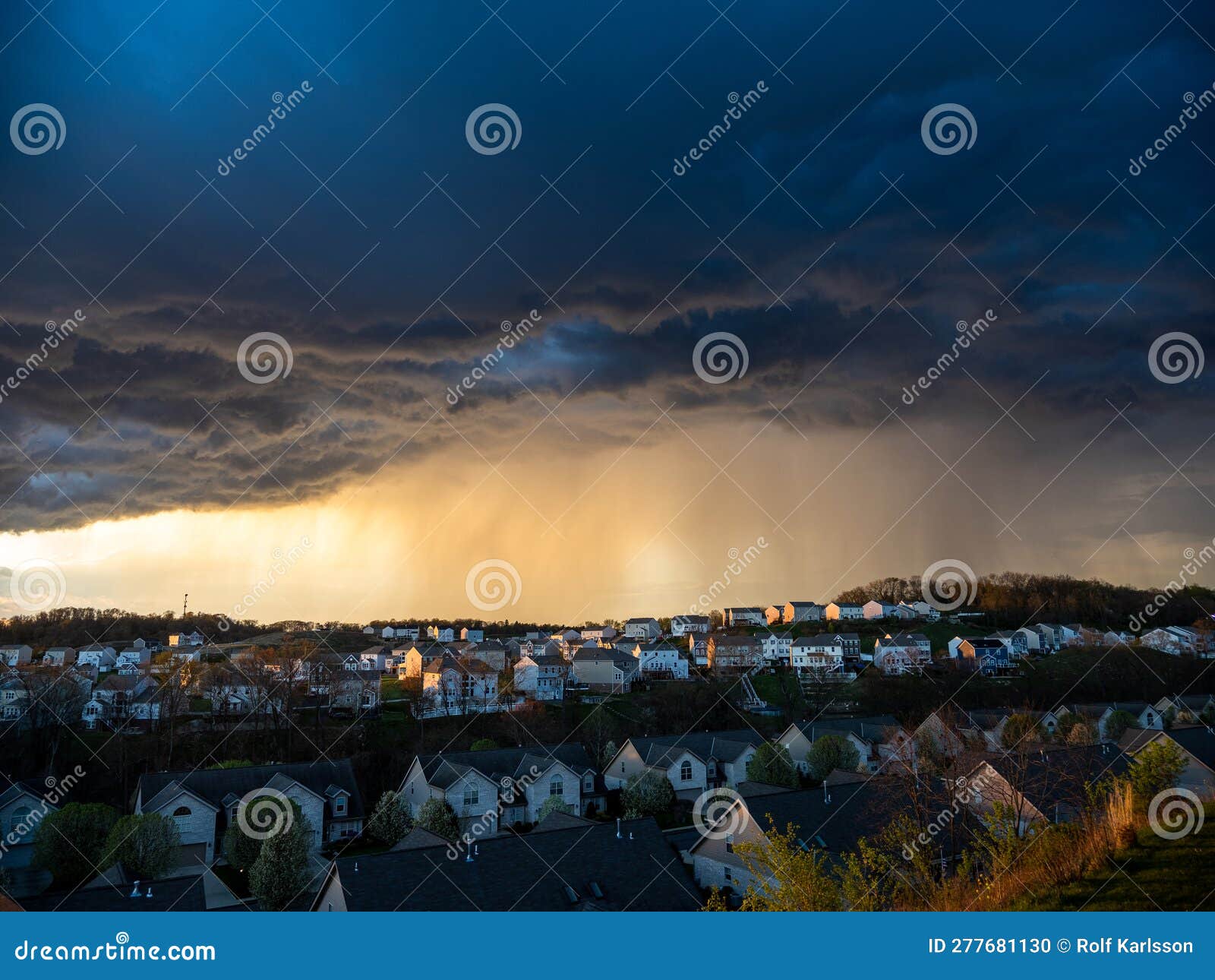 Dramatic Clouds and Bad Weather Approaching Over US Neighborhood with ...