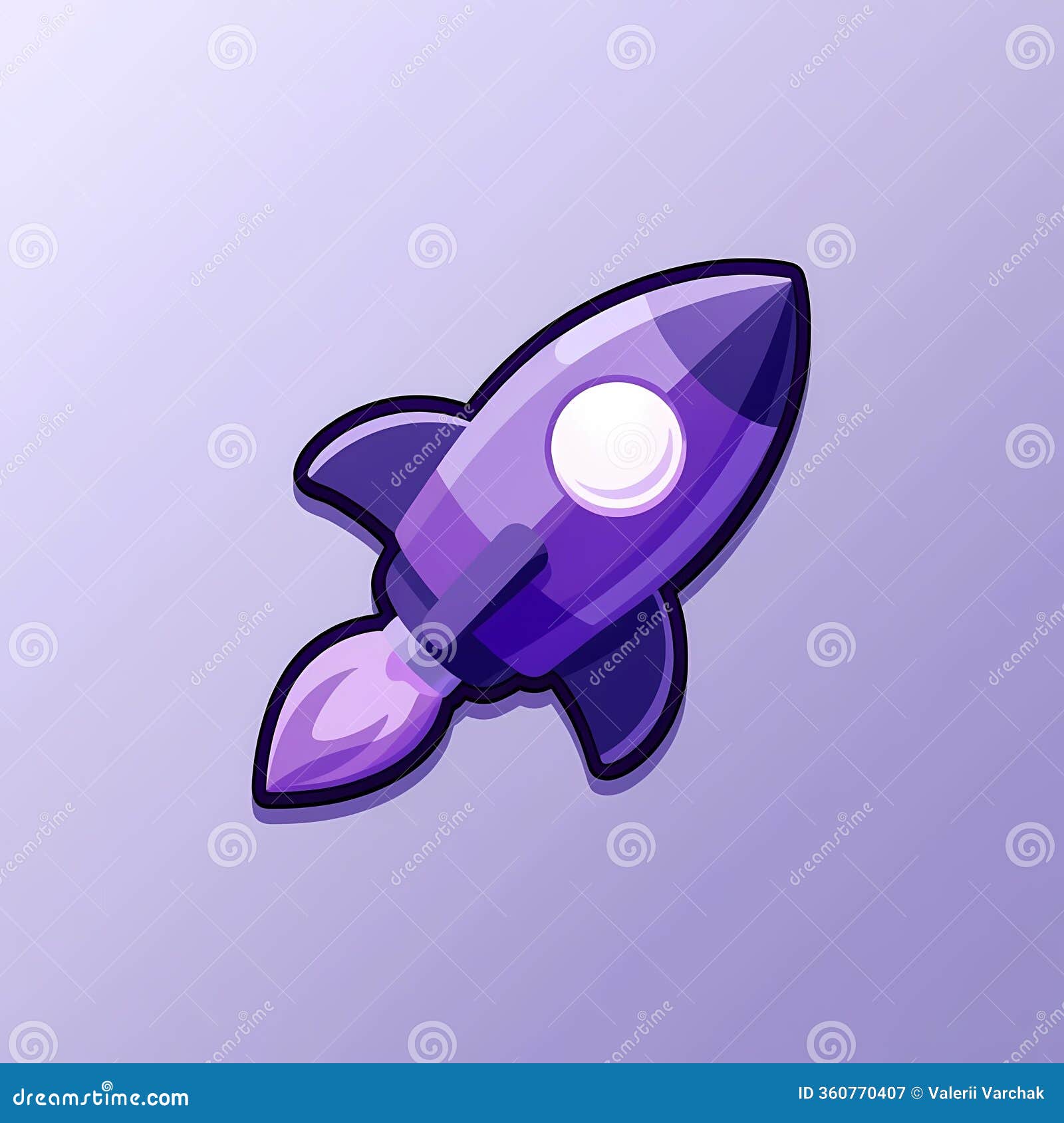 An Minimalistic Image of a Purple Rocket with a Bold Outline. the ...