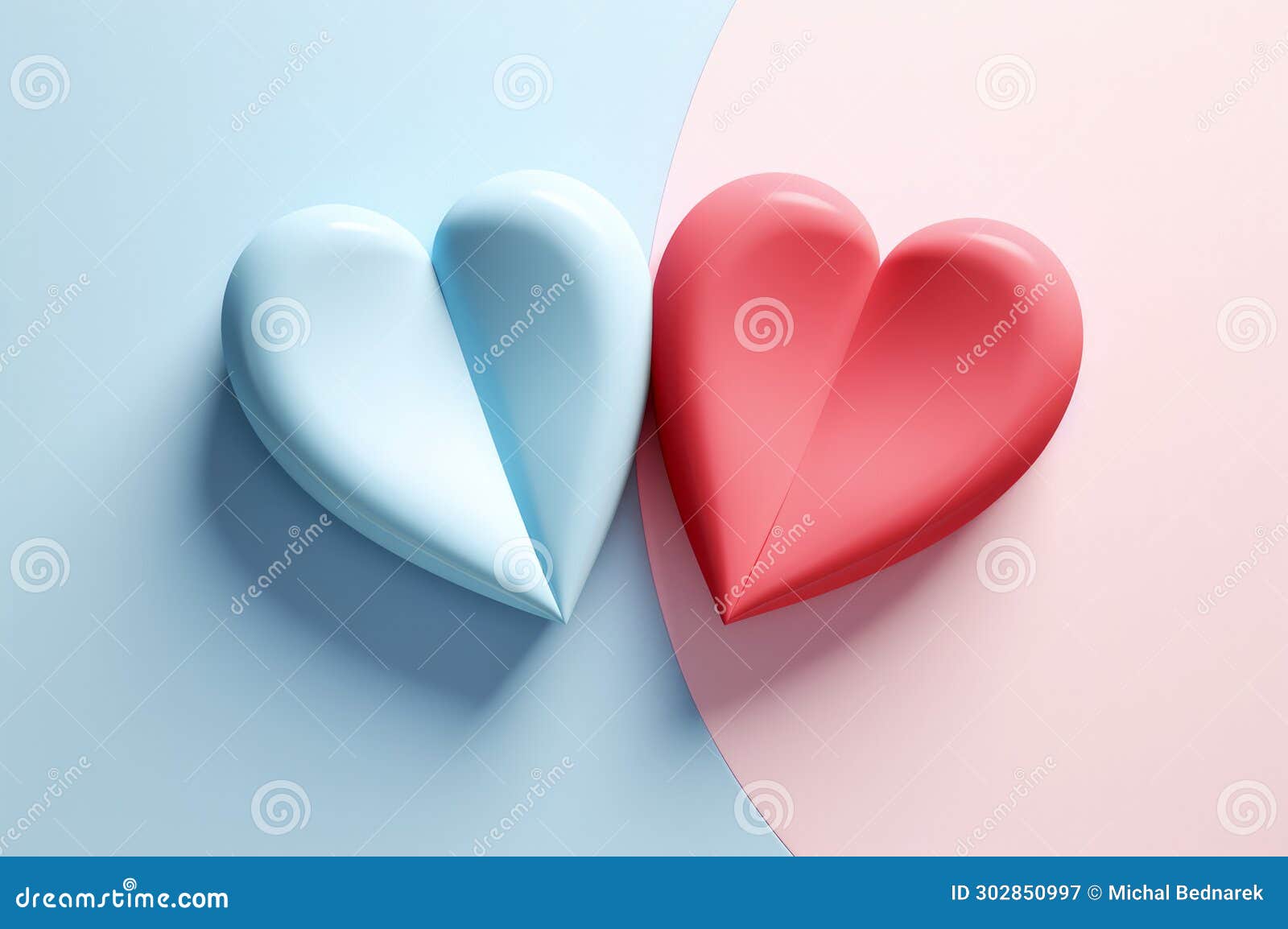 Contrast of Two Hearts Blue and Red Symbolizing Different Characters ...
