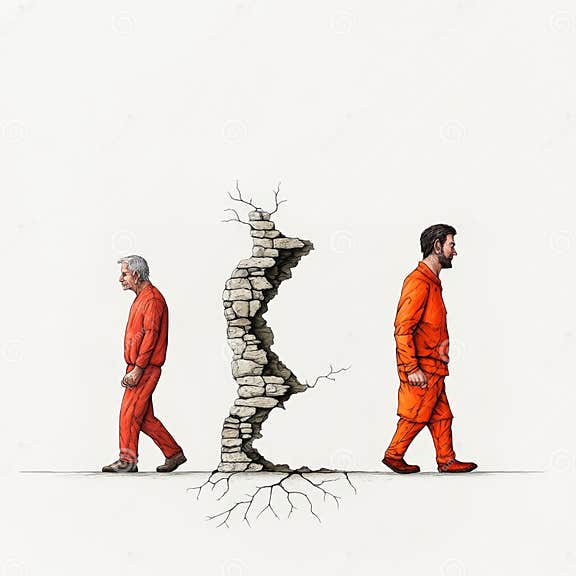 Contrast of Two Lives Wall Breaking Stock Illustration - Illustration ...