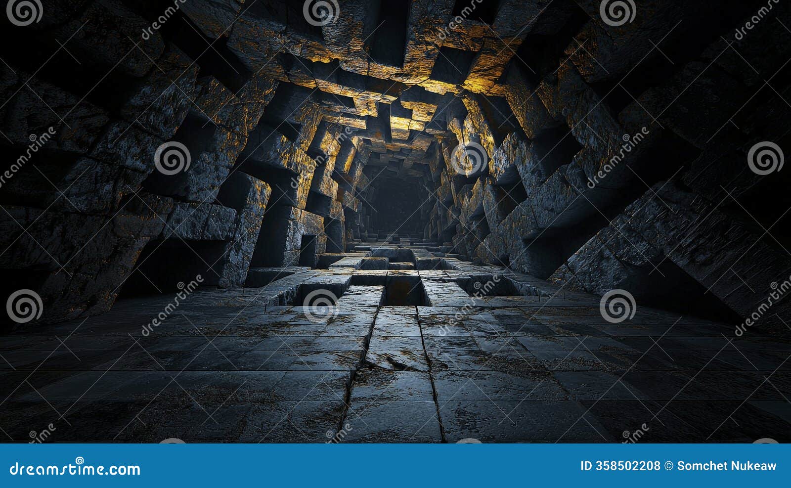 Contrasting Abstract Parallel Lines in a Dark Cave Digital Art ...