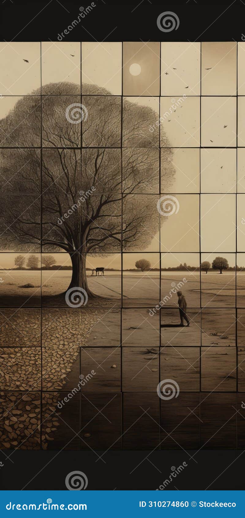 Contrasting Chiaroscuro: Pencil Drawing with Angular Figures Stock ...