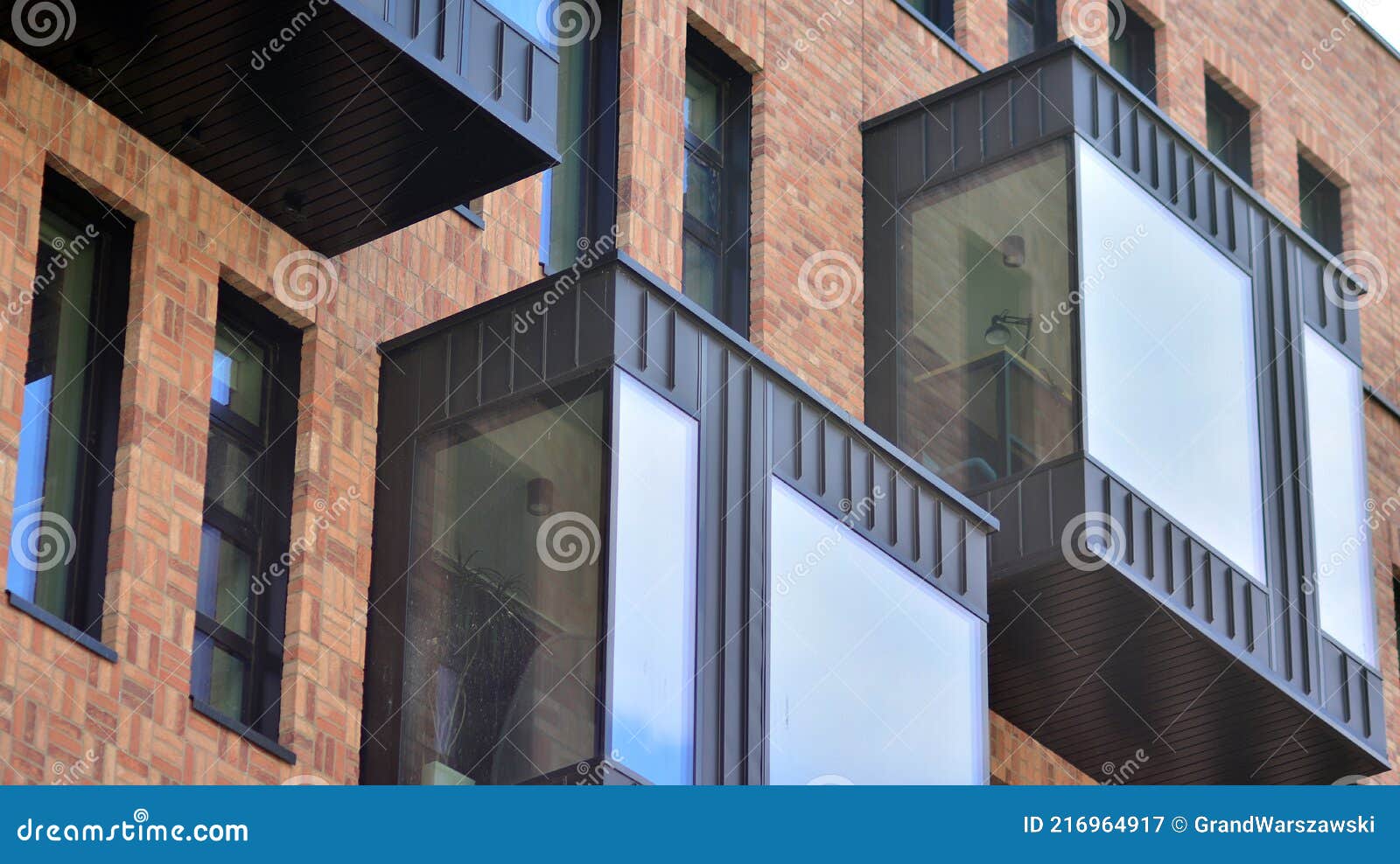 Modern Brick and Glass Facade of the Office Building. Stock Image ...