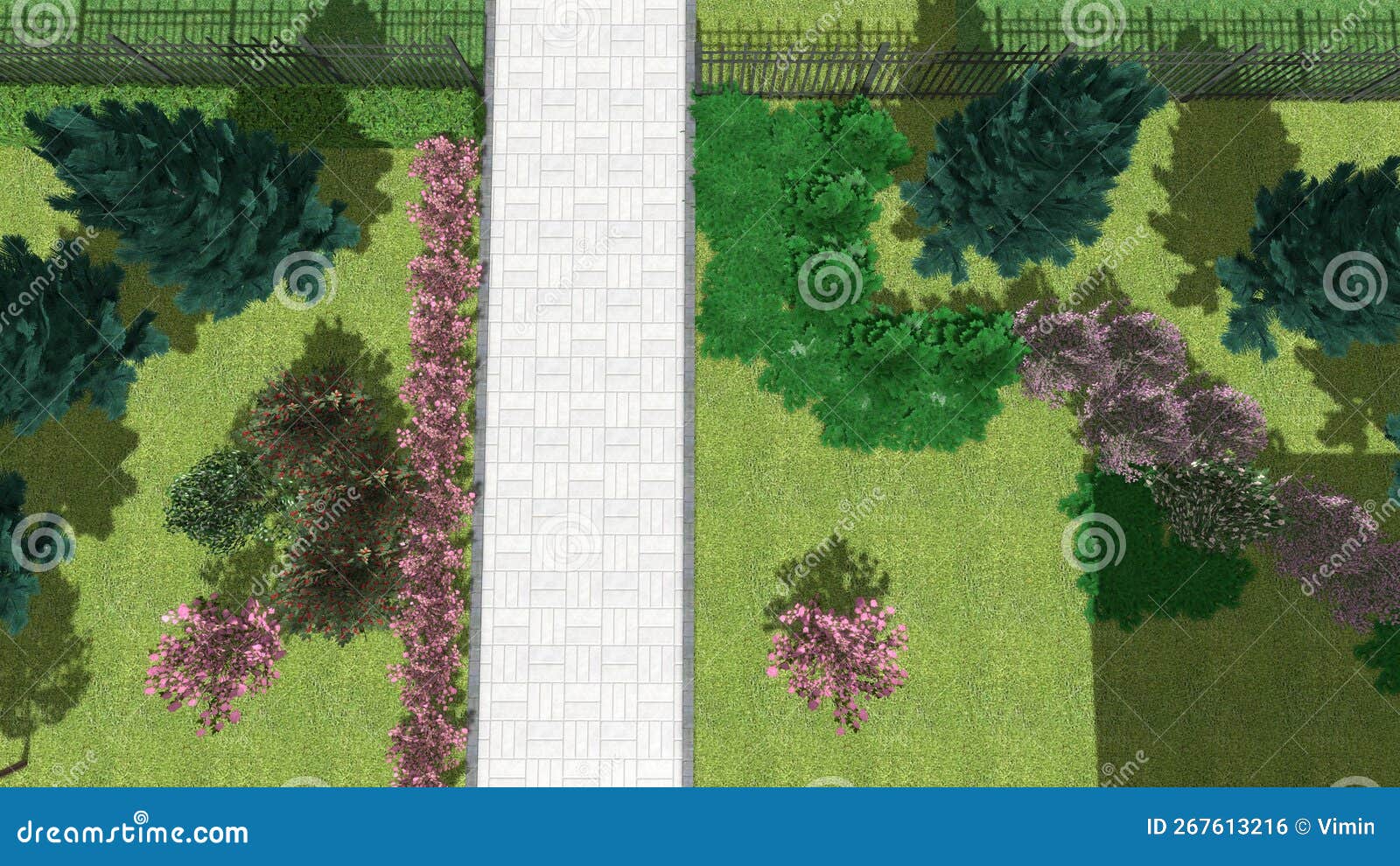 3D Illustration of Modern Patio Landscape Design. Computer ...