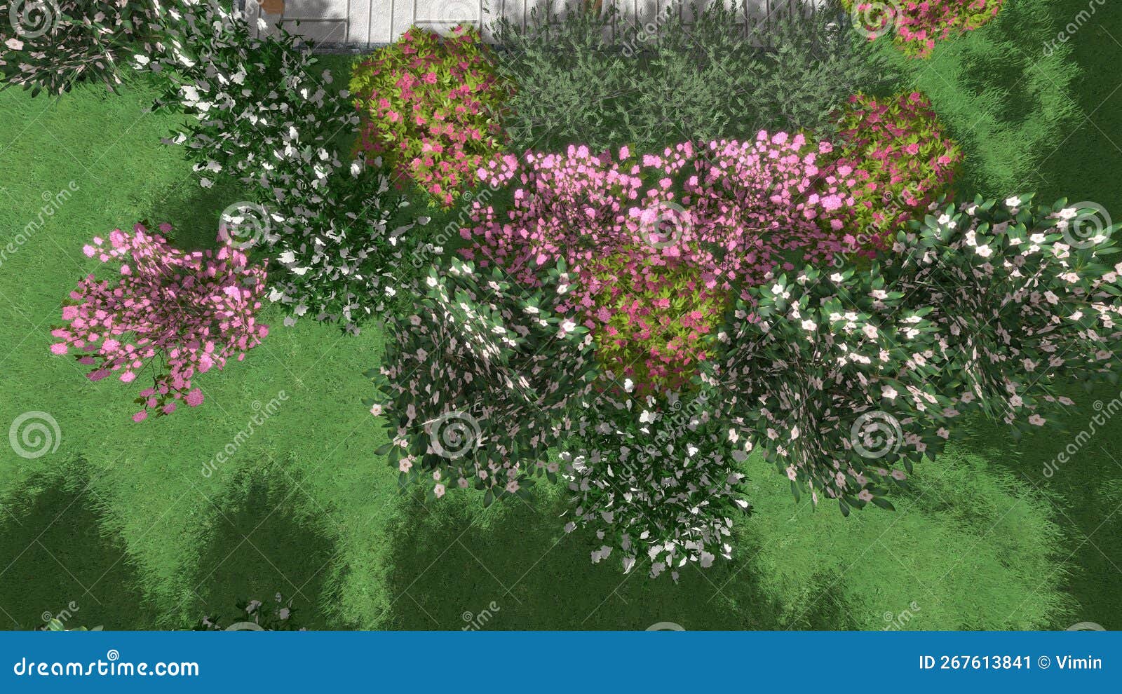 3D Illustration of Modern Patio Landscape Design. Computer ...