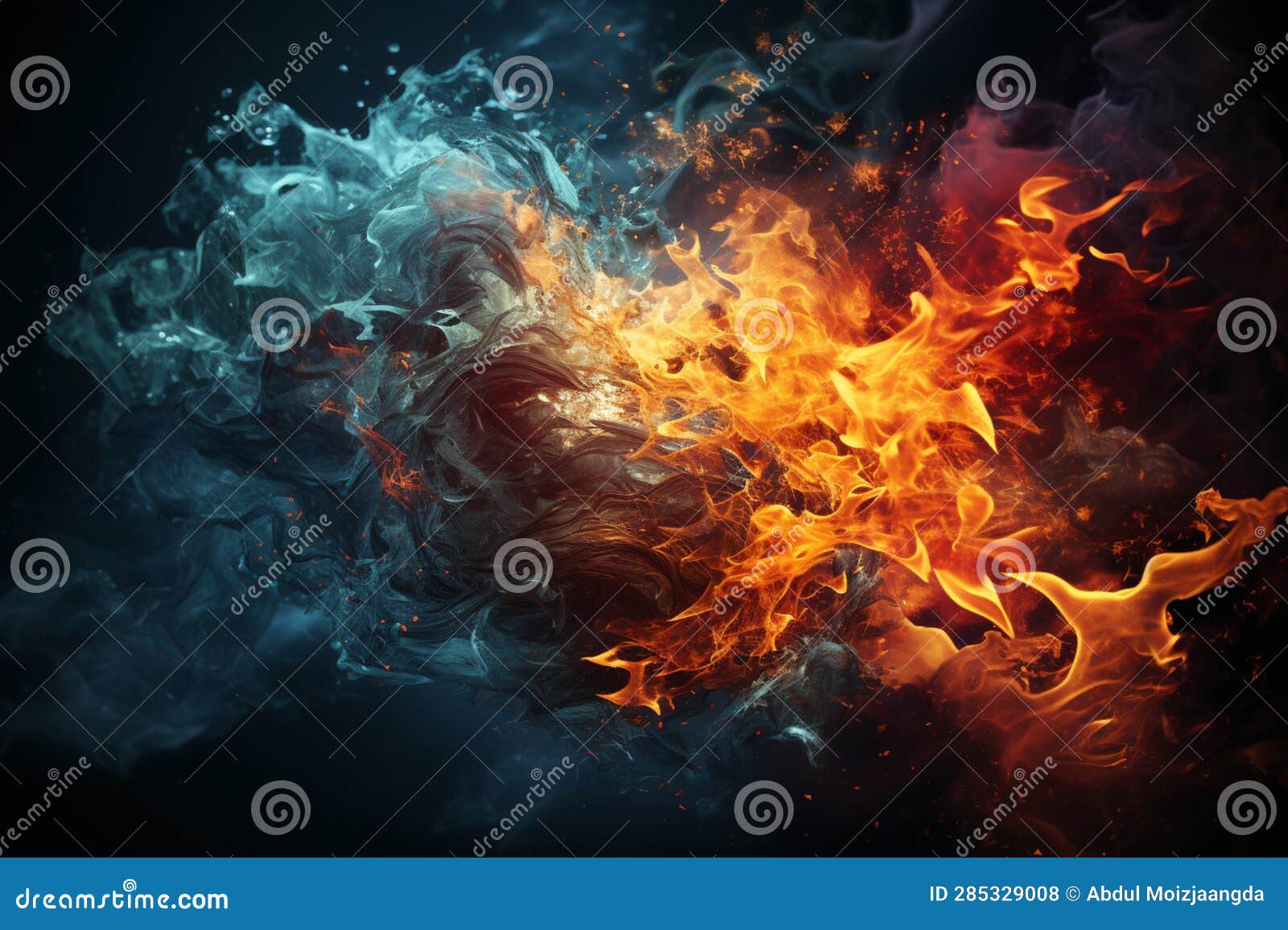 Contrasting Fire And Ice Patterns Mesmerize On A Dark Backdrop Royalty ...