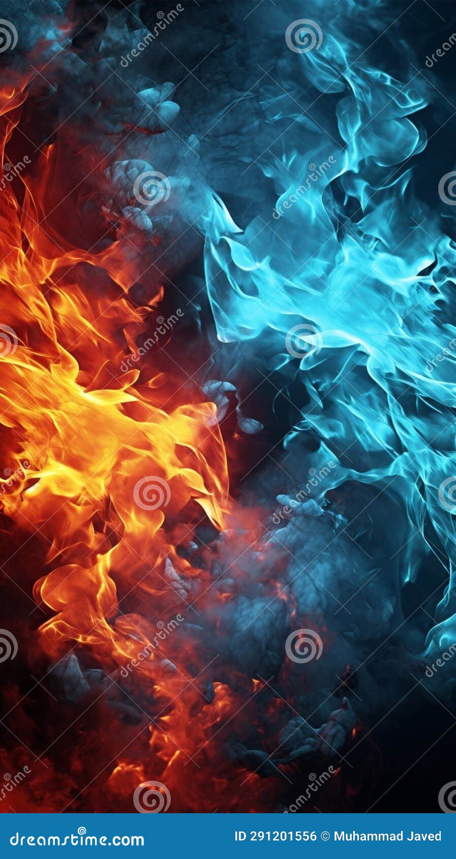 Contrasting Fire And Ice Patterns Mesmerize On A Dark Backdrop Royalty ...