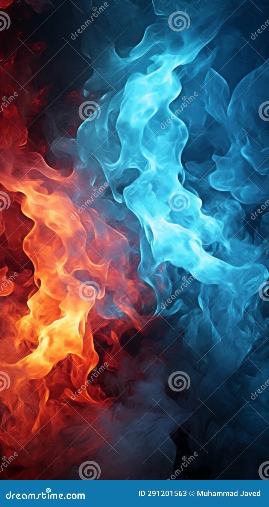 Contrasting Fire and Ice Patterns Mesmerize on a Dark Backdrop Stock ...