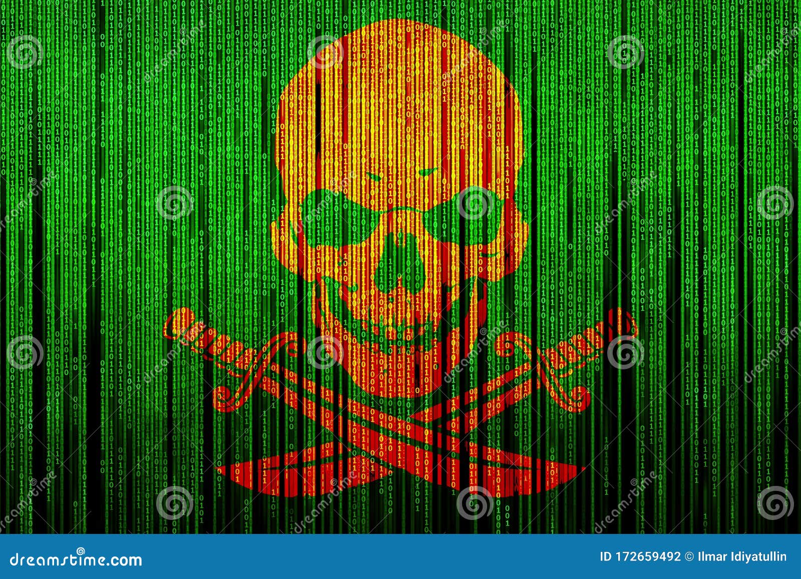 A Contrasting Jolly Roger on a Bright Green Background from a Matrix of ...