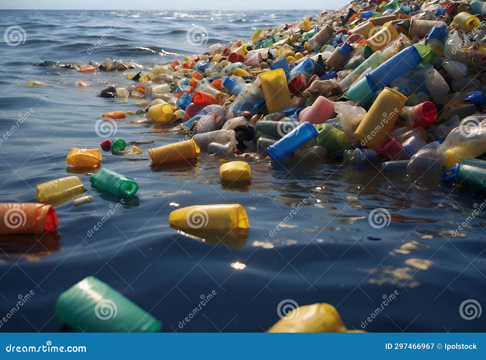 Contrasting Ocean Scene: Pristine Waters and Plastic Pollution Stock ...