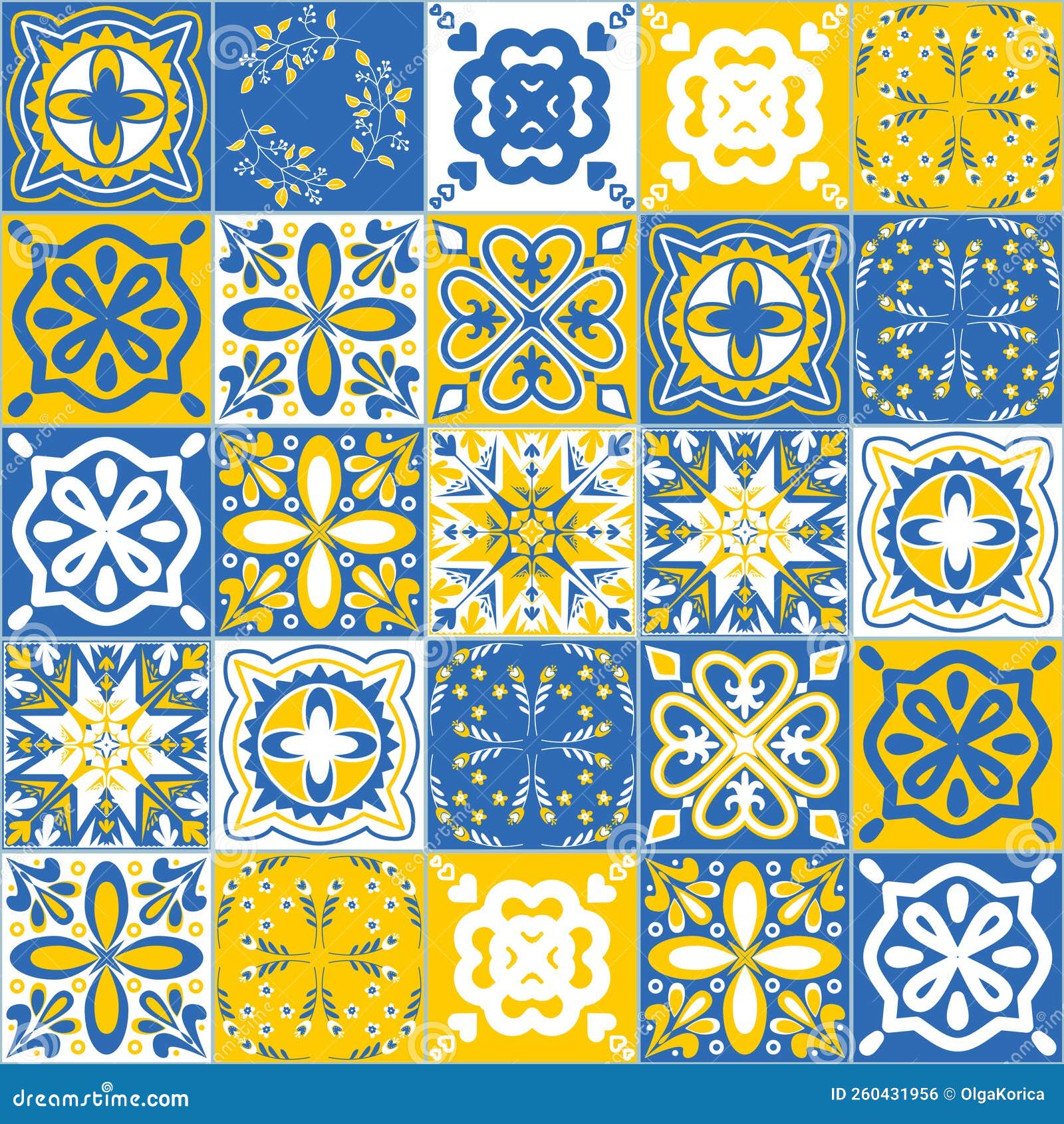 Contrasting Pattern for Decorative Ceramic Tiles in Azulejo Style ...