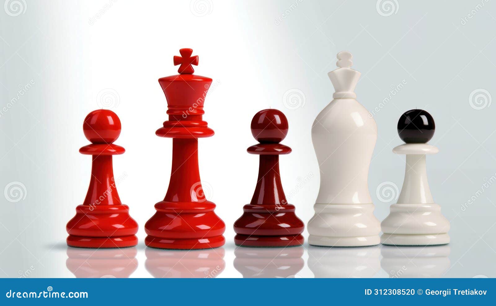 Red and White Chess Pieces on Glossy Surface Stock Illustration ...