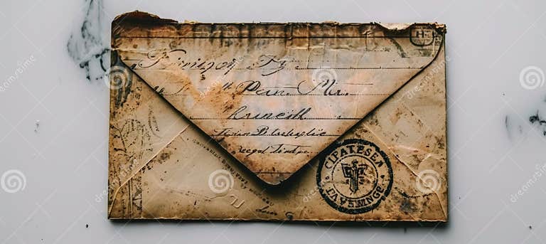 Contrasting Textures Weathered Envelope on Modern White Table Create ...