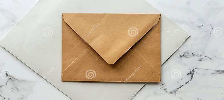 Contrasting Textures Weathered Envelope on Sleek White Table, Creating ...