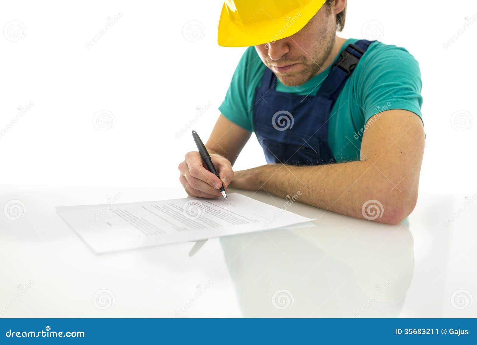 Contrat De Signature De Travailleur De La Construction Image stock ...