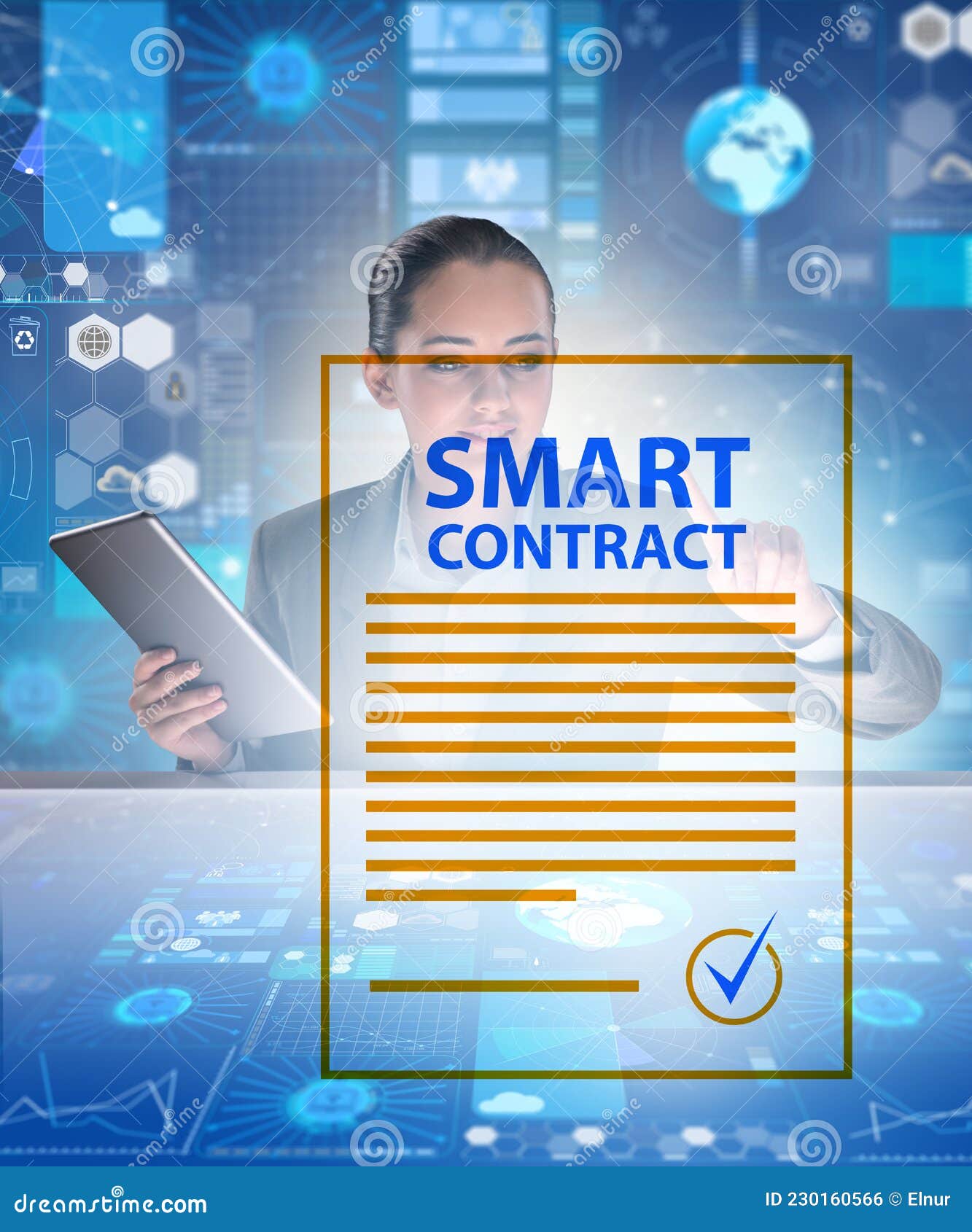 Contrat Intelligent Comme Illustration Du Concept Blockchain Photo ...