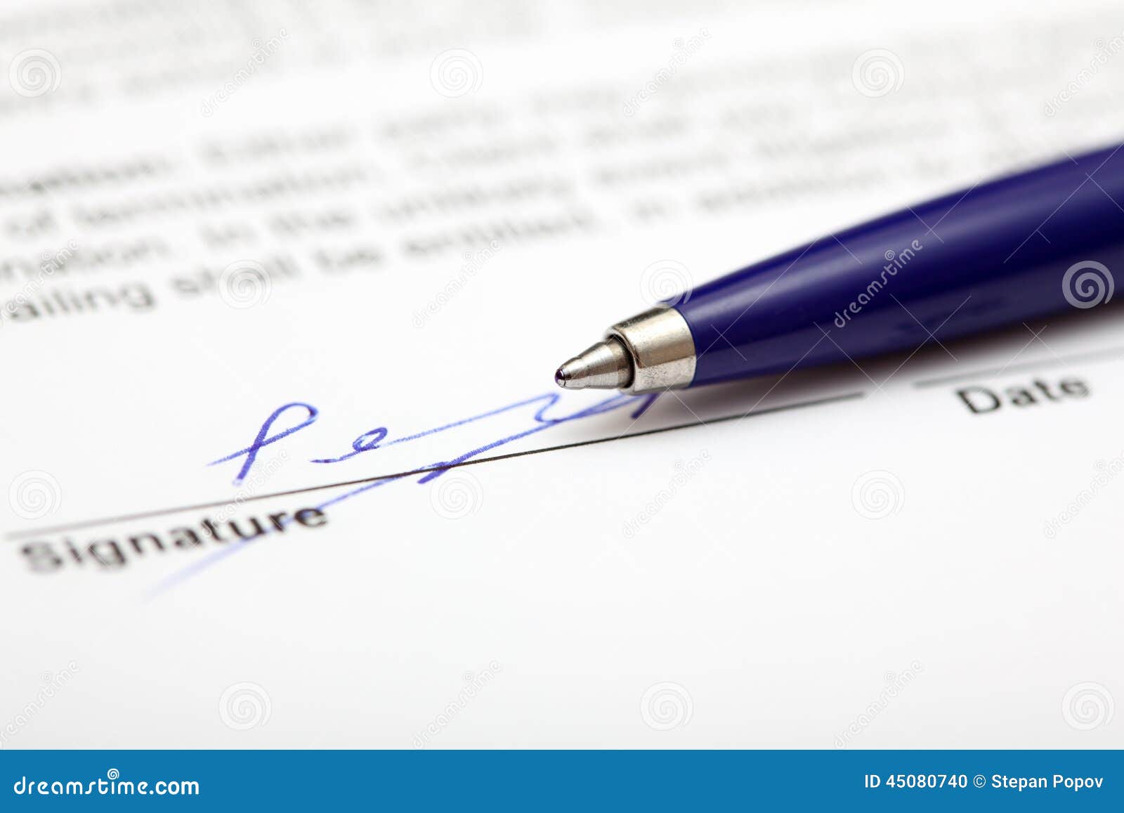 Contrat signé photo stock. Image du signature, contrat - 45080740