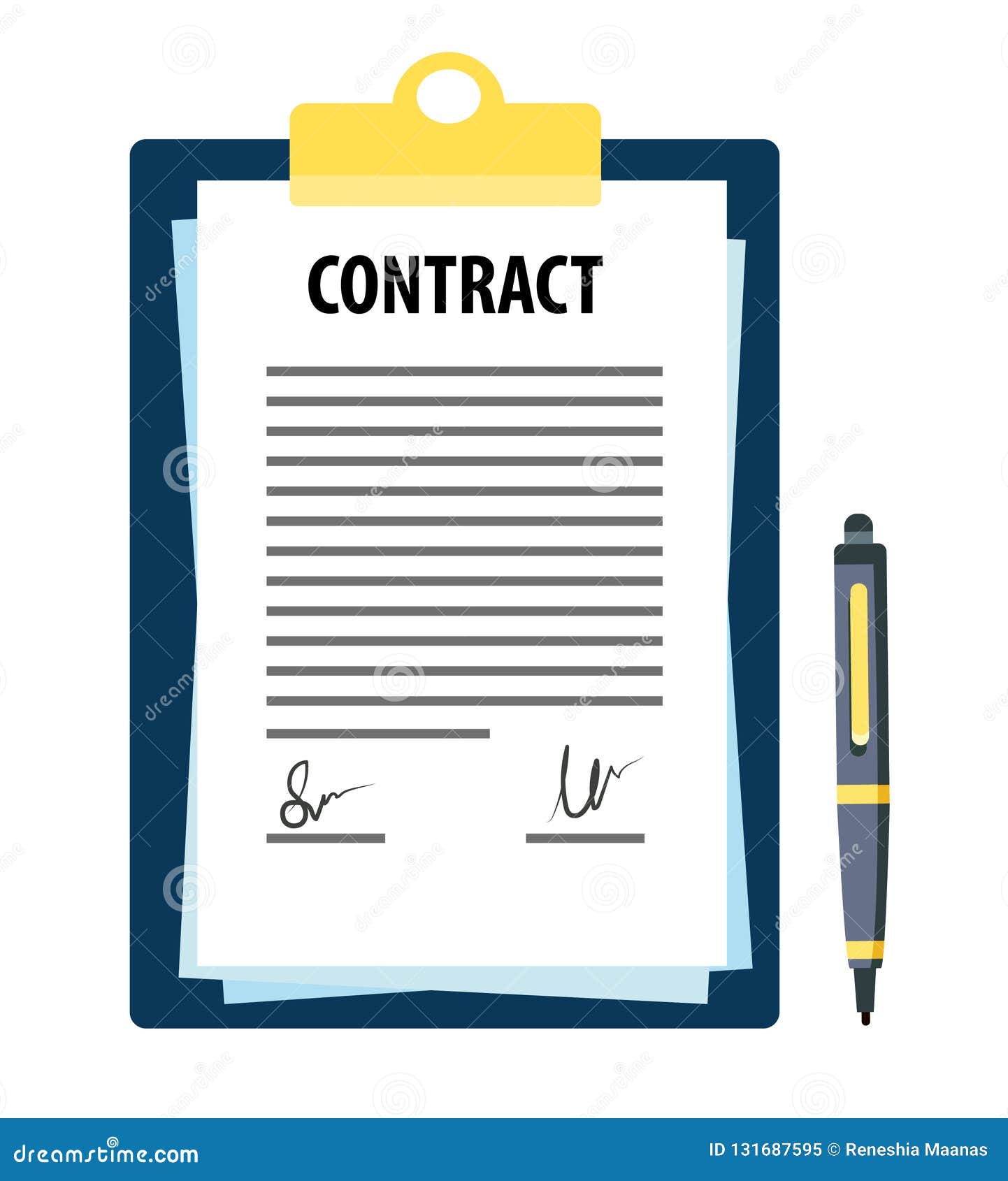 Contrat Signé Avec Le Stylo Illustration Stock - Illustration du ...