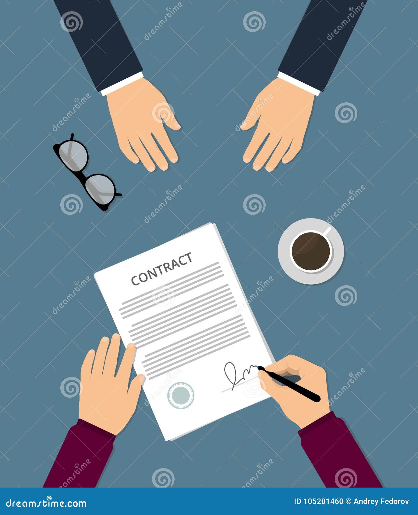 Contrato Que Firma El Ejemplo Plano Del Vector Ilustración del Vector ...