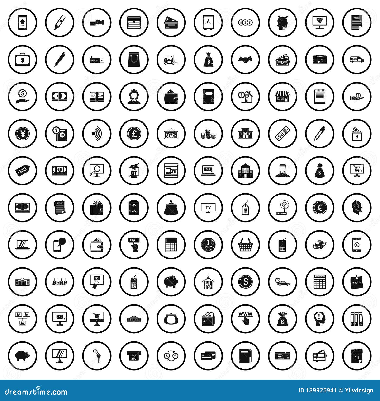 100 Contribution Icons Set, Simple Style Stock Vector - Illustration of ...