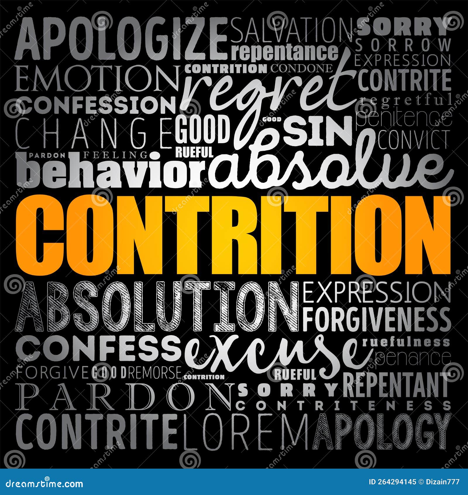 Contrition - The State Of Feeling Remorseful And Penitent, Word Cloud ...