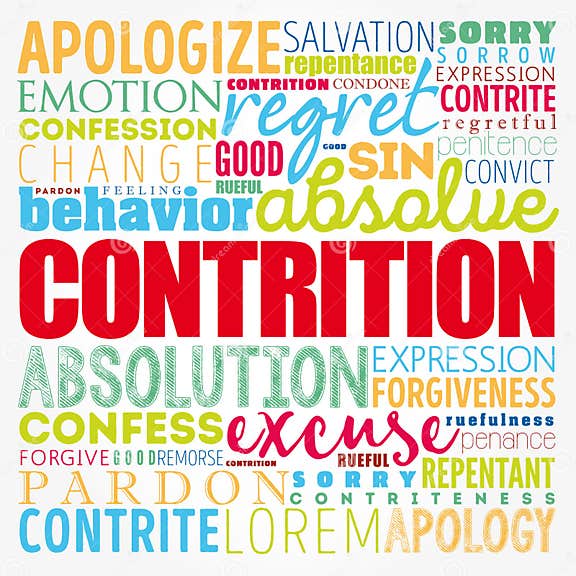 Contrition Word Cloud Collage, Concept Background Stock Illustration ...