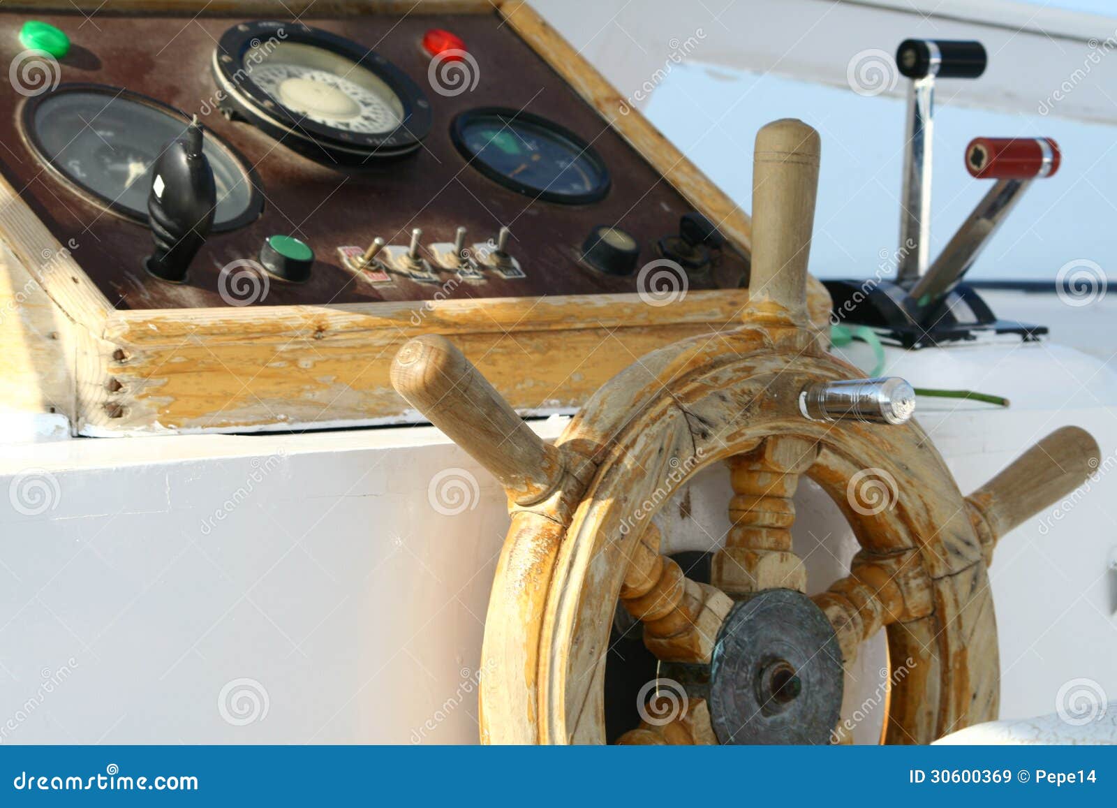 Control board of the boat stock image. Image of wheel - 30600369