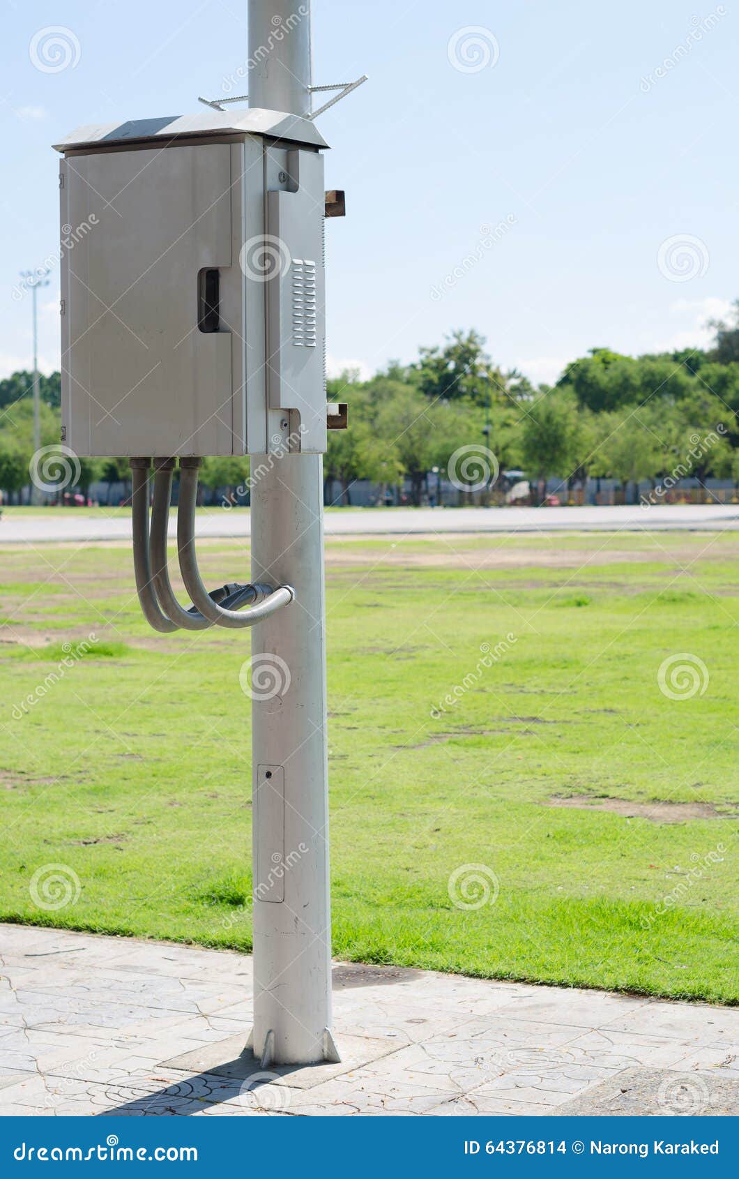 Control Box and Electric Post in the Park. Stock Photo - Image of tree ...