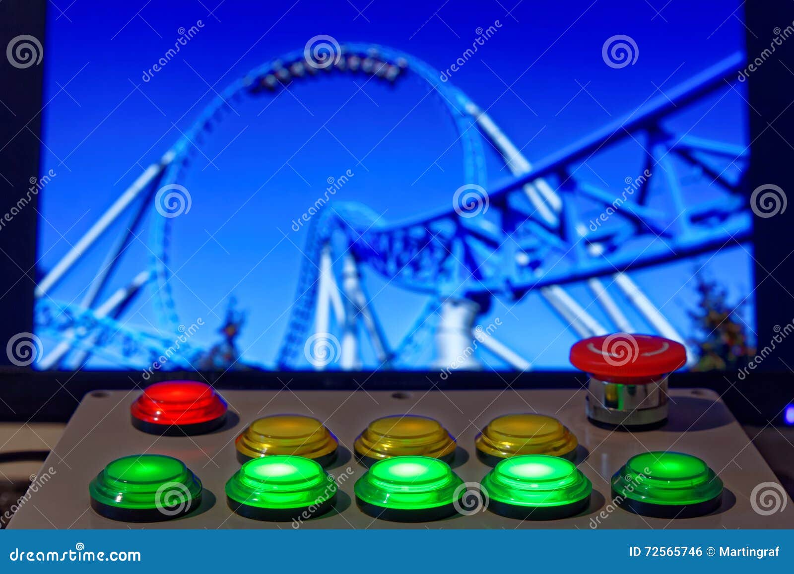 Control Box at Computer Screen with Roller Coaster Ride Monitoring ...