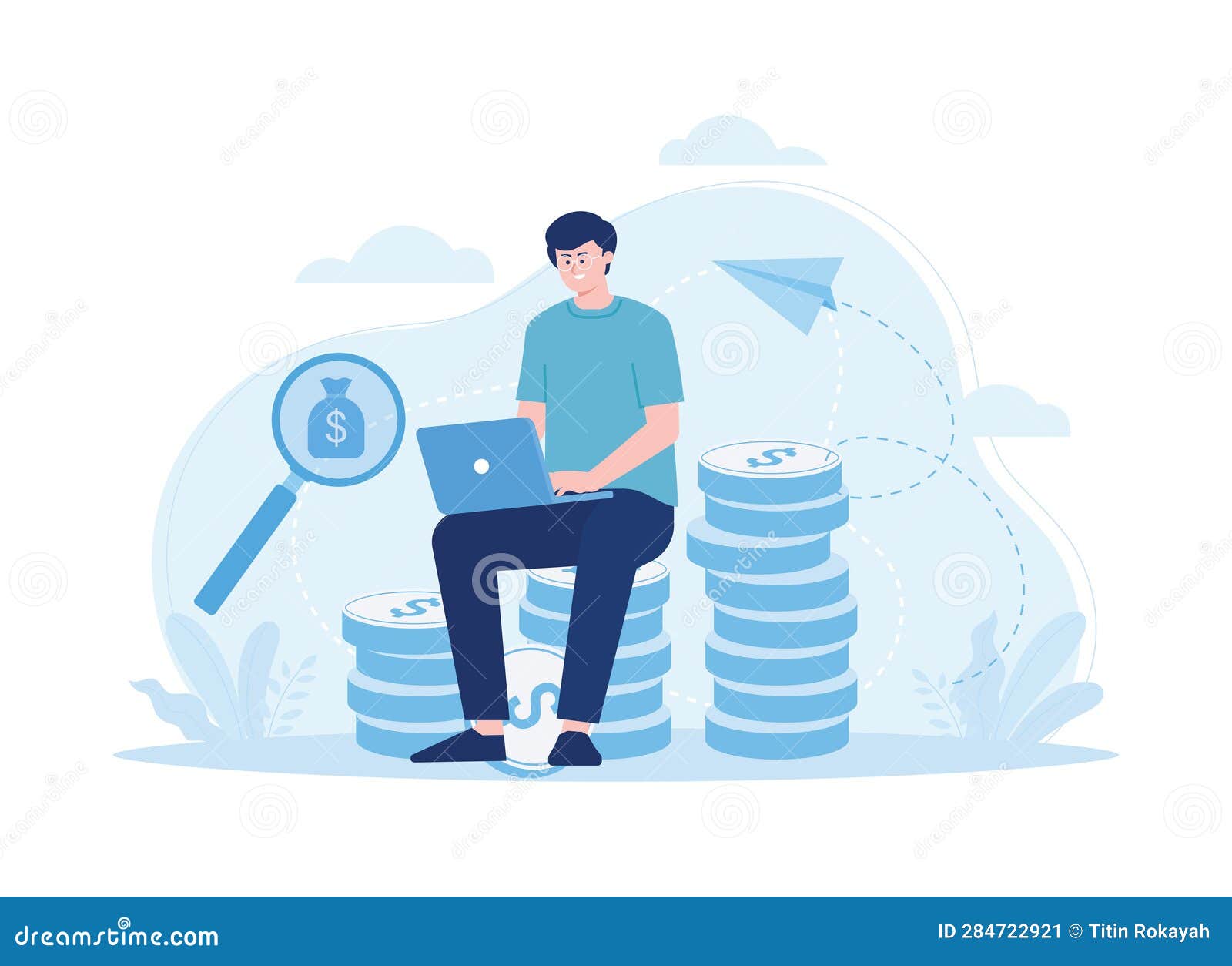 Control of Business Profits Concept Flat Illustration Stock Vector ...