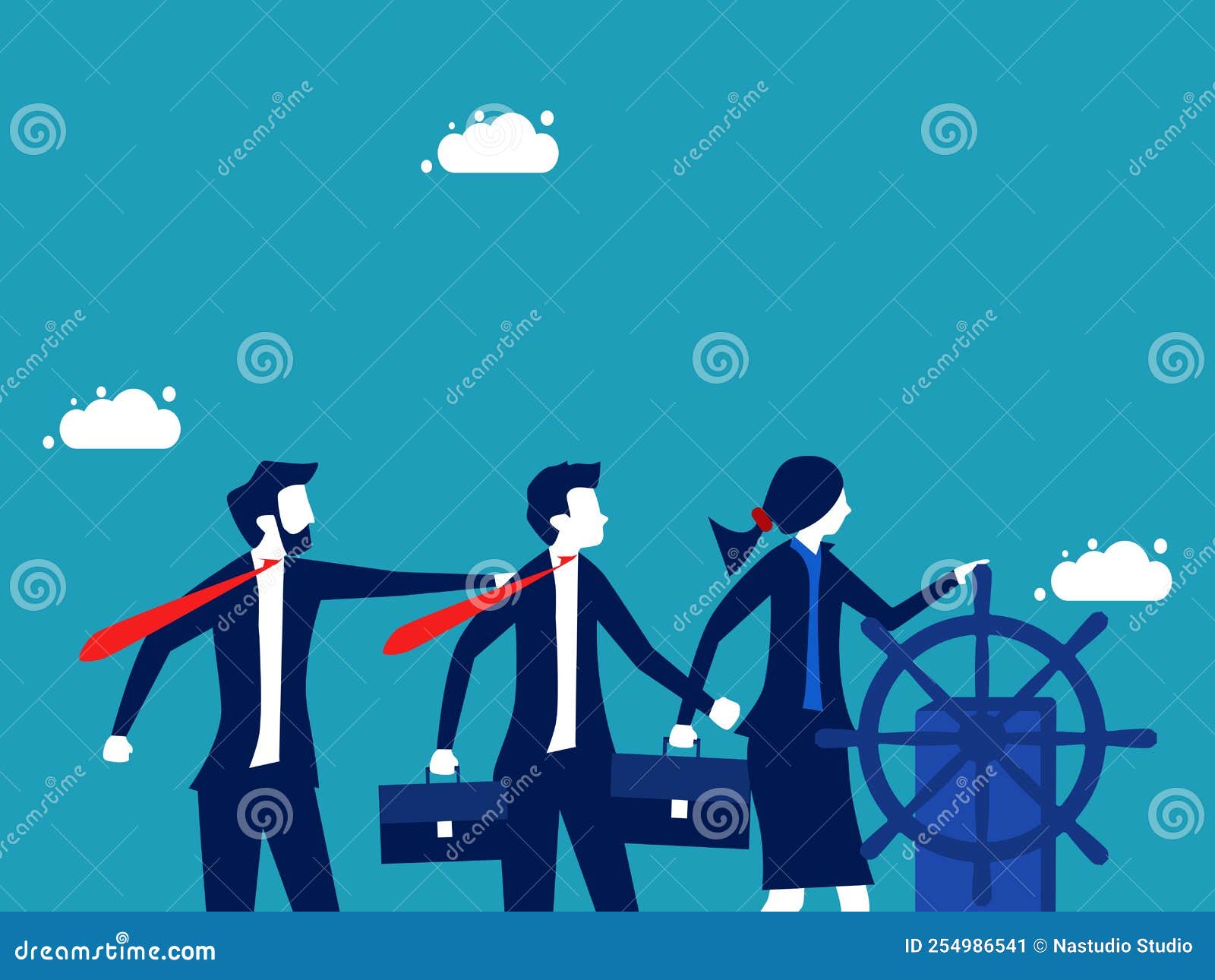 Control the Business. Business Woman Leader Controls the Steering Wheel ...