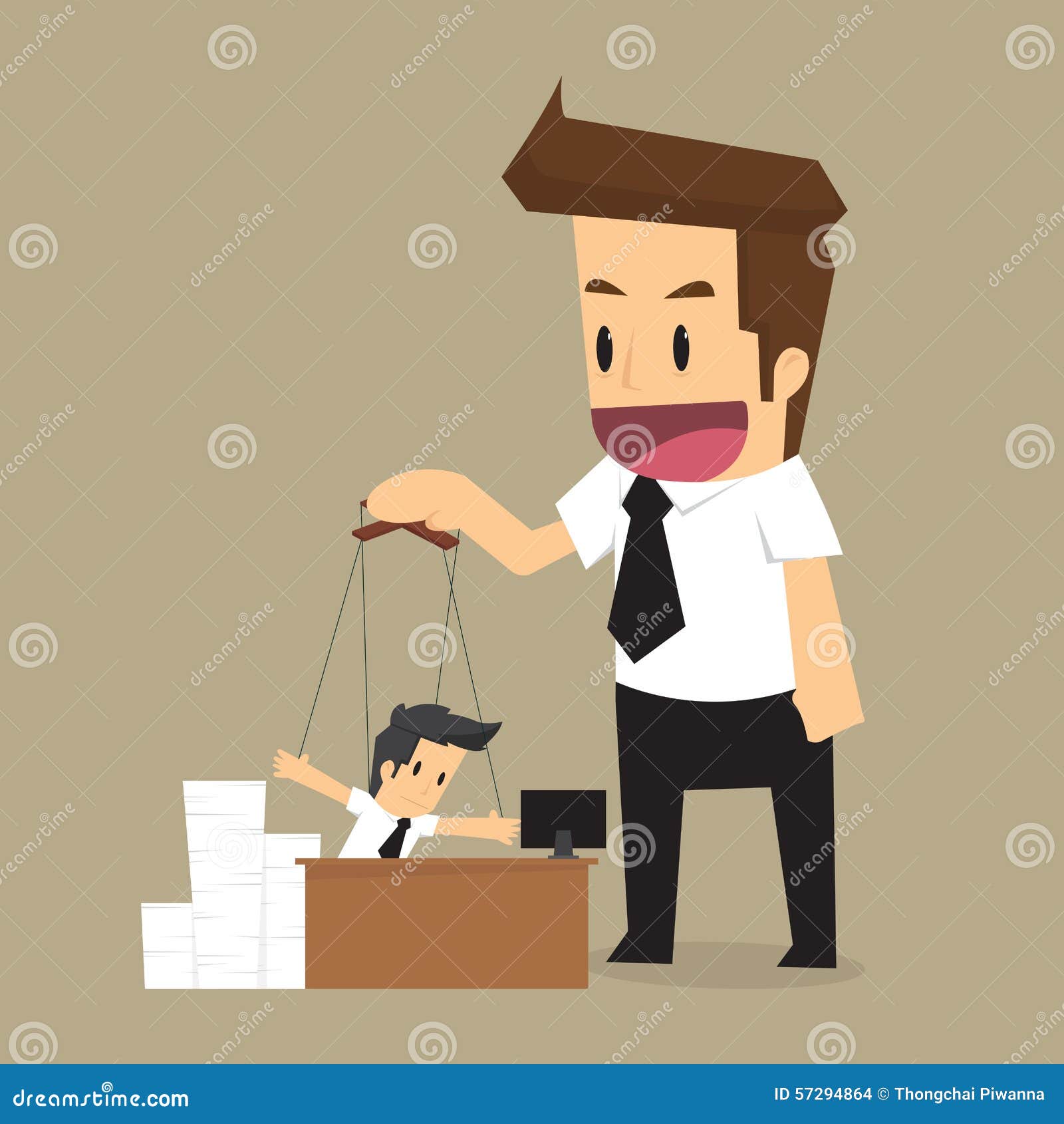 Corporate Puppet. Hand Controls The Doll On The Strings Cartoon Vector ...