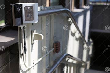 Control Buttons for an Elevator for People with Disabilities on a ...