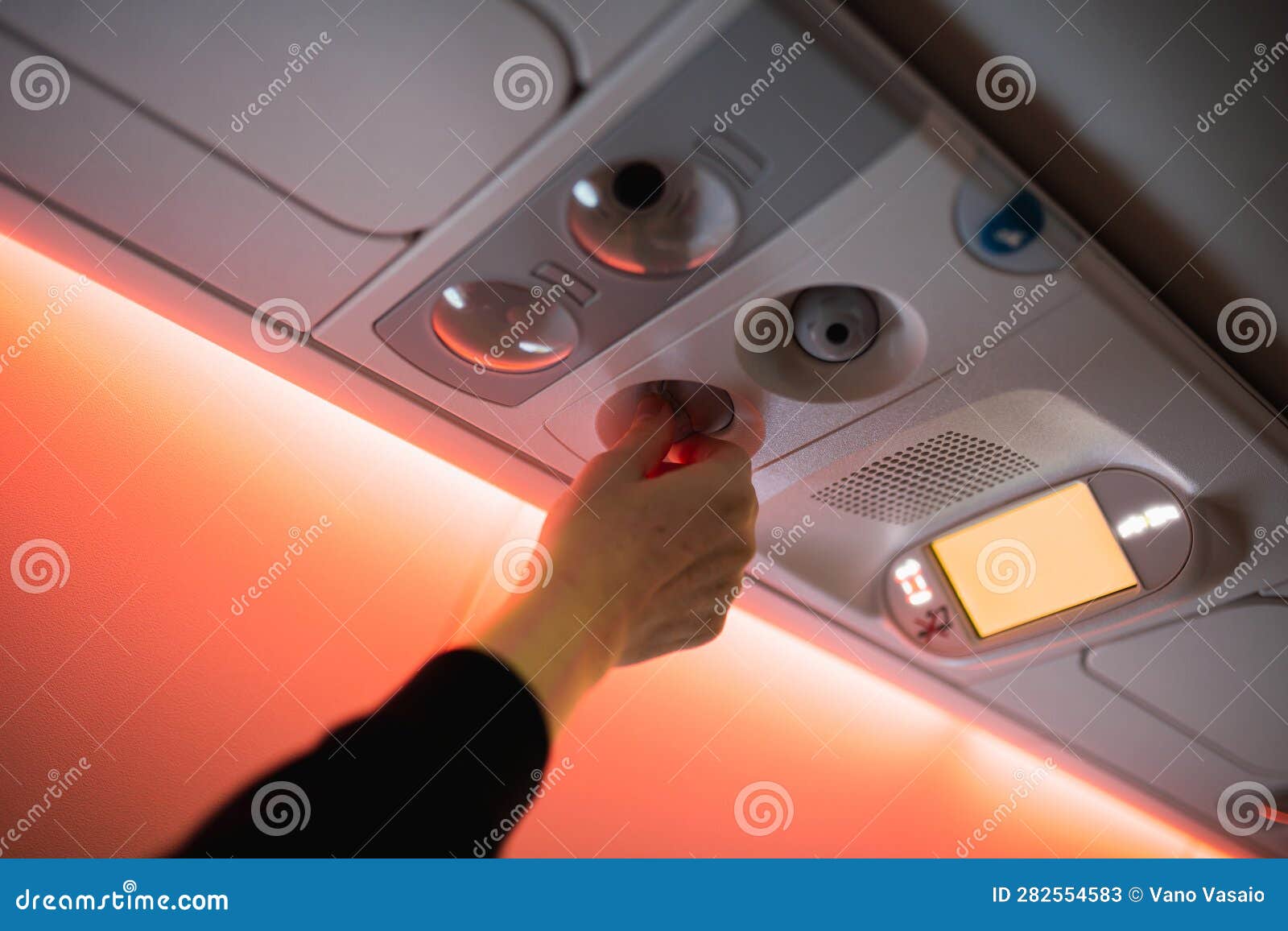 Control Buttons on the Personal Panel in the Ceiling of the Airliner ...