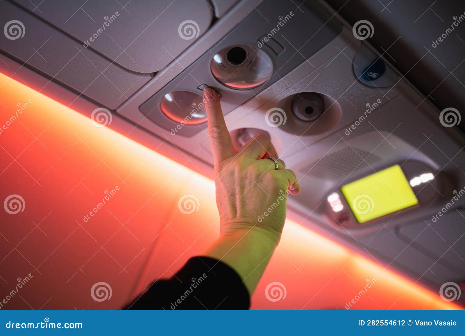 Control Buttons on the Personal Panel in the Ceiling of the Airliner ...