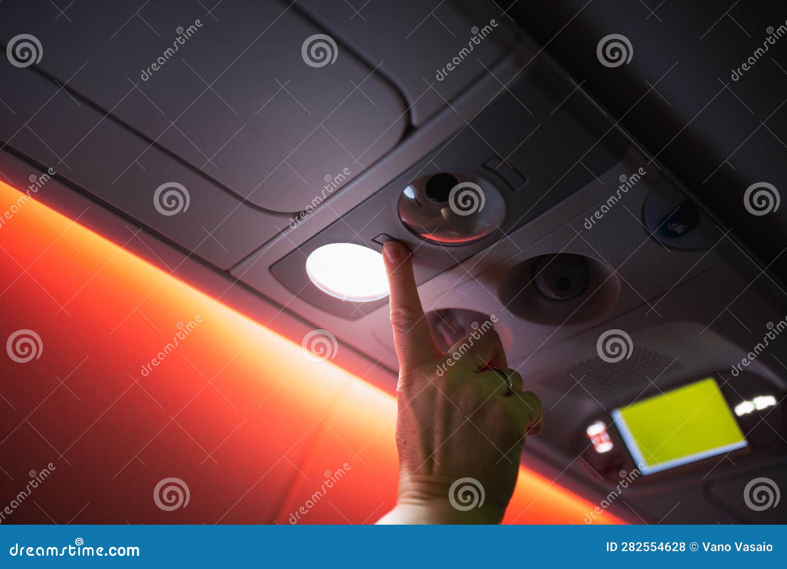 Control Buttons on the Personal Panel in the Ceiling of the Airliner ...