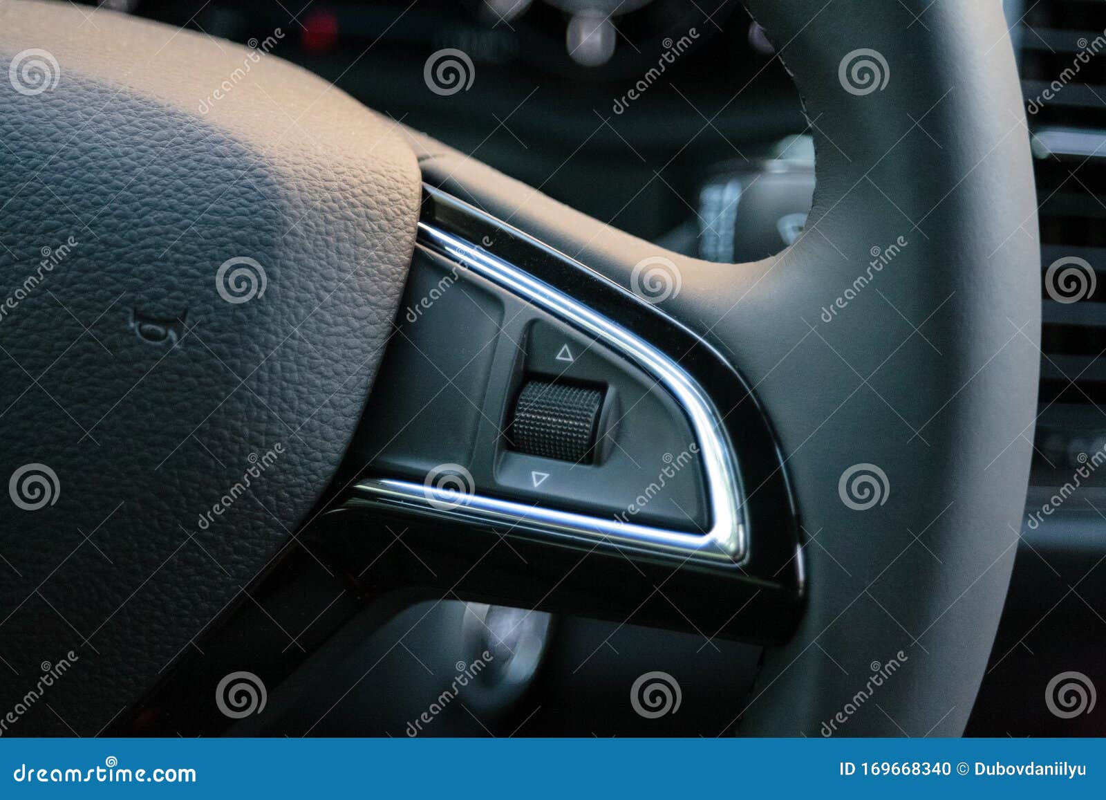 Control Buttons on the Steering Wheel in Car Stock Photo - Image of ...