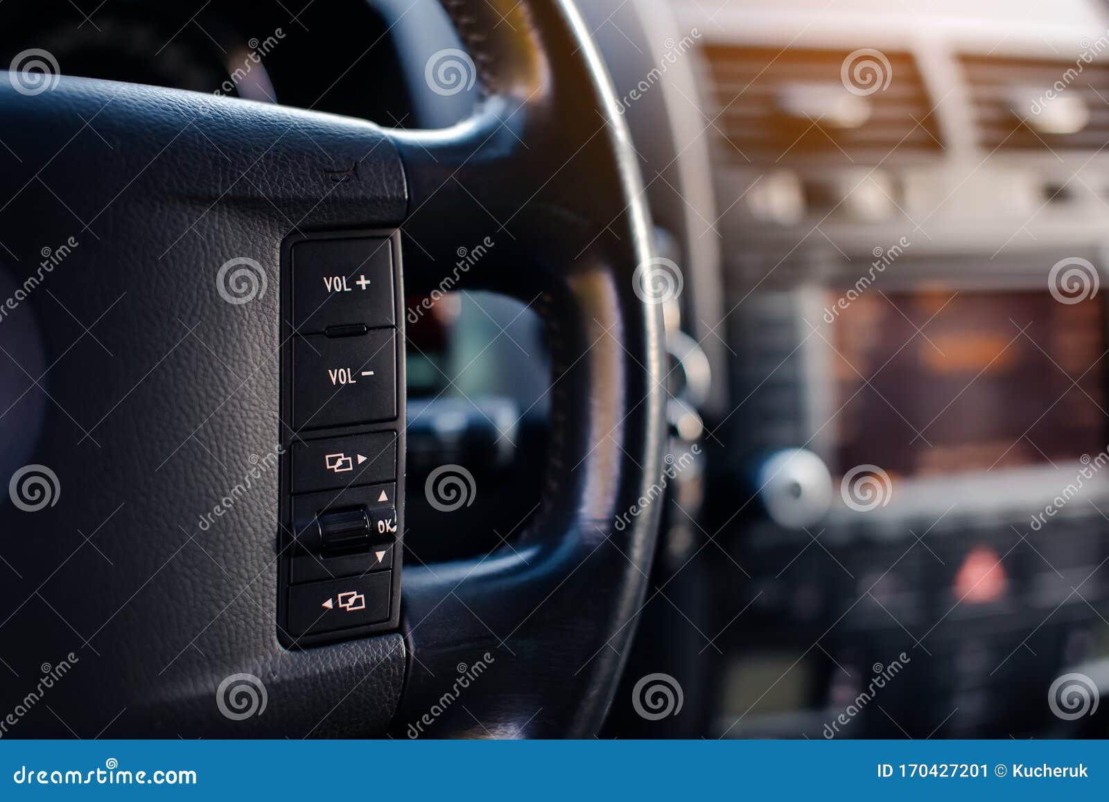 Control Buttons on the Steering Wheel in Modern Car. Stock Image ...
