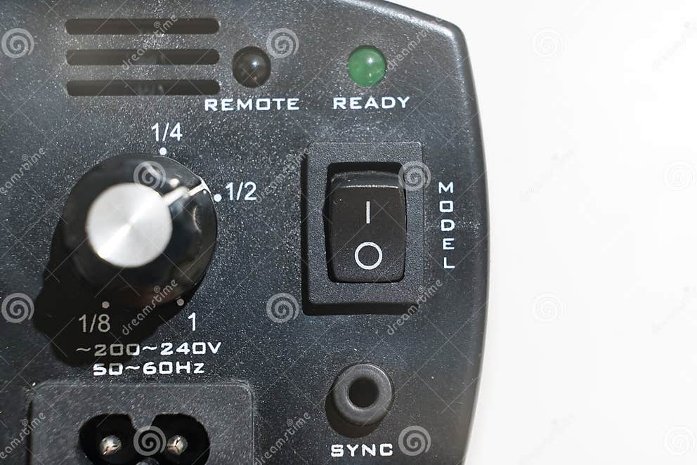 Control Buttons on the Studio Flash on a White Background. Stock Photo ...
