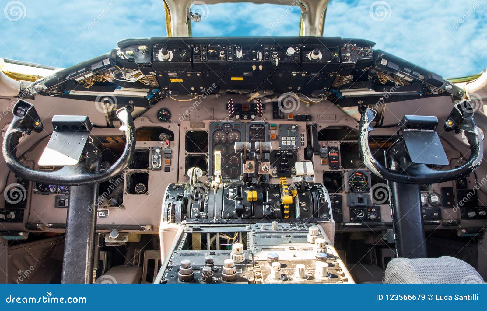 Control Cabin of an Airplane Stock Image - Image of equipment, flight ...