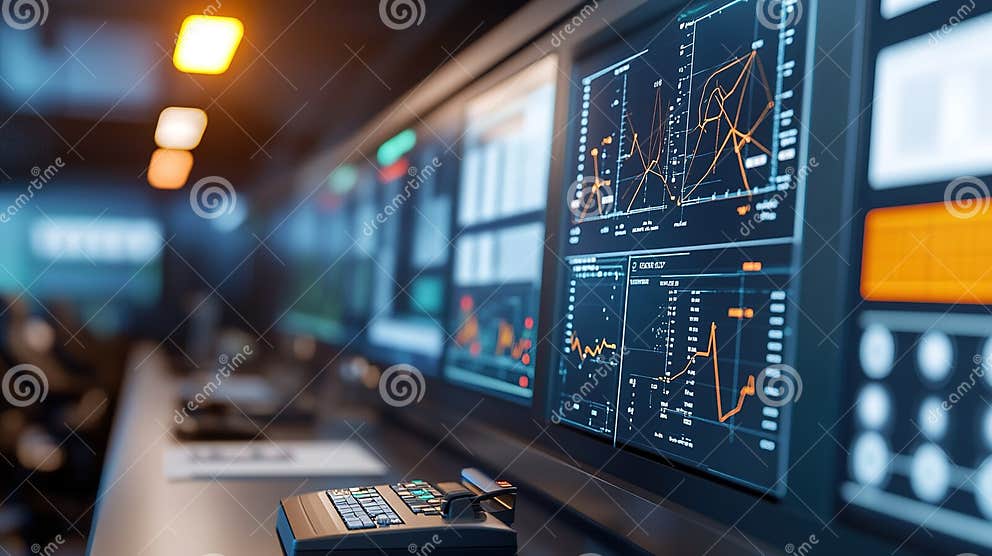 Control Center Dashboard Displaying Real-time Data Analytics and ...