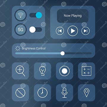 Control Center User Interface Set Template Stock Vector - Illustration ...